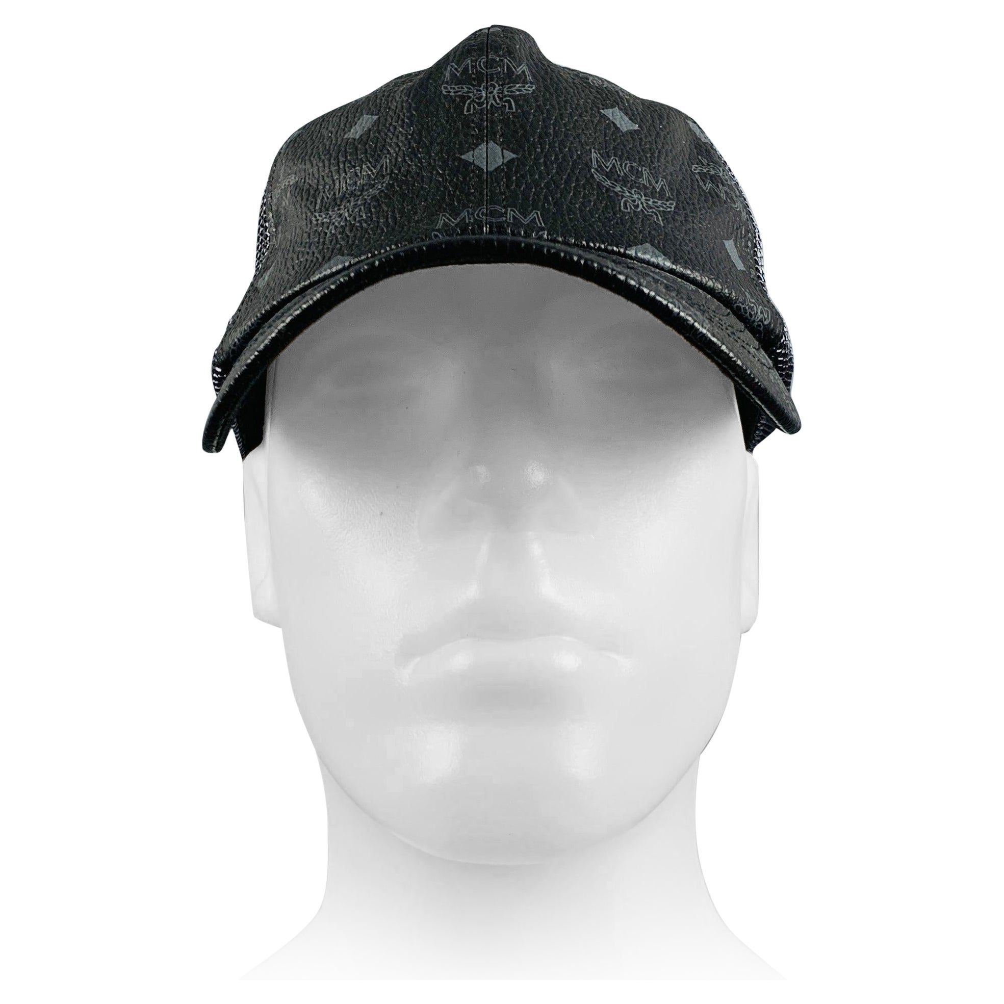 MCM Black Grey Logo PVC Hats For Sale at 1stDibs