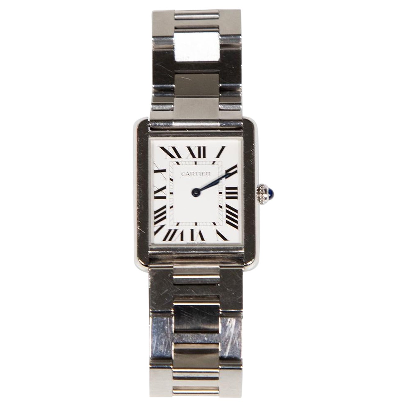 Cartier Tank Solo Steel Pink Strap Ladies Watch W5200005 For Sale at ...