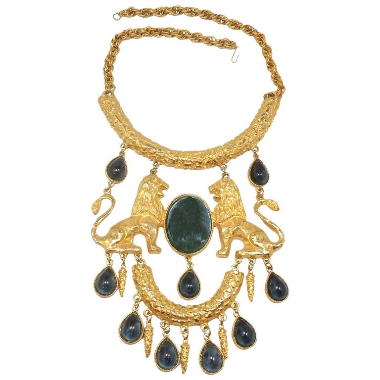 Vintage Book Piece Gigantic Donald Stannard Twin Lion Necklace at ...