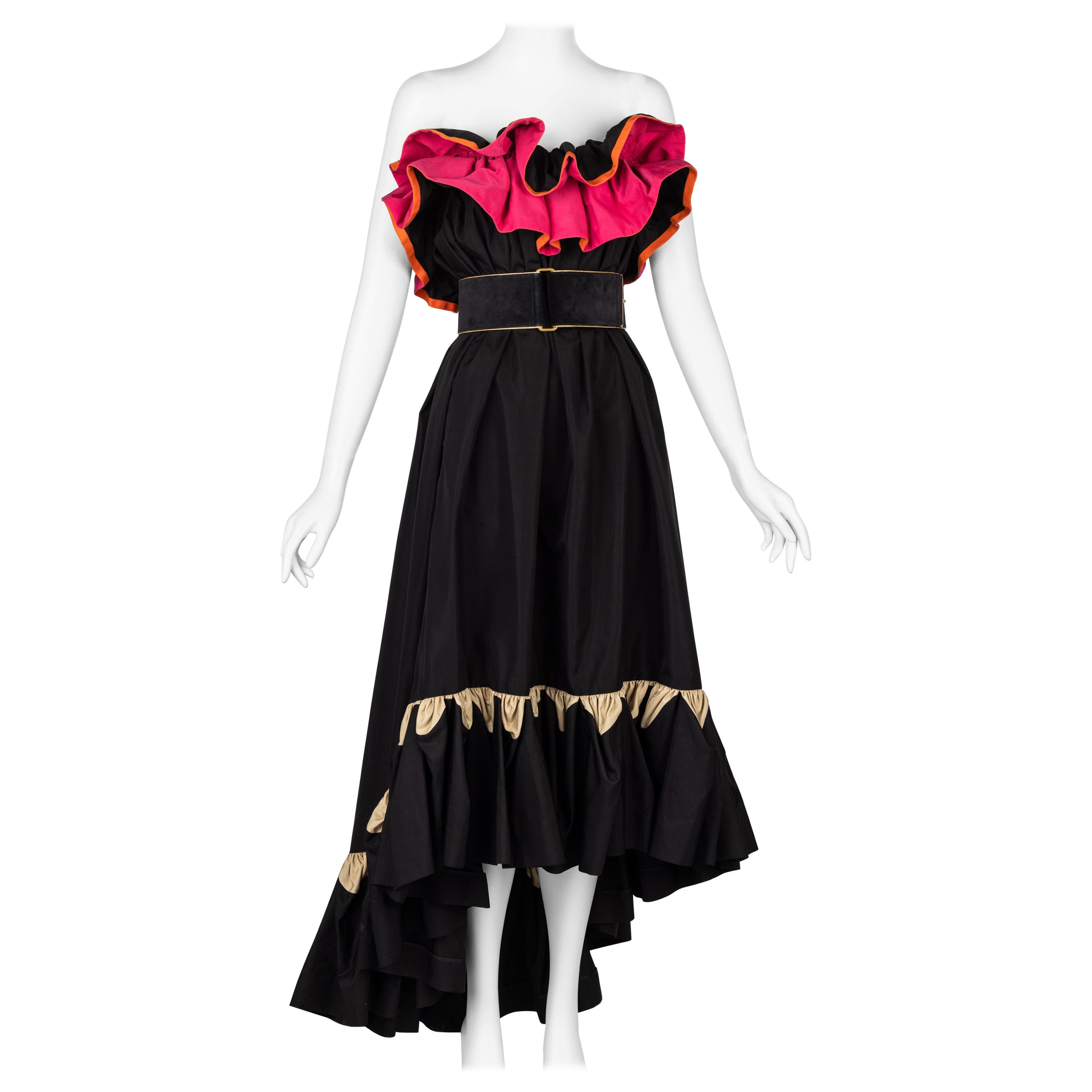 Yves Saint Laurent Runway Balck and Pink Flamenco Dress YSL , Spring ...