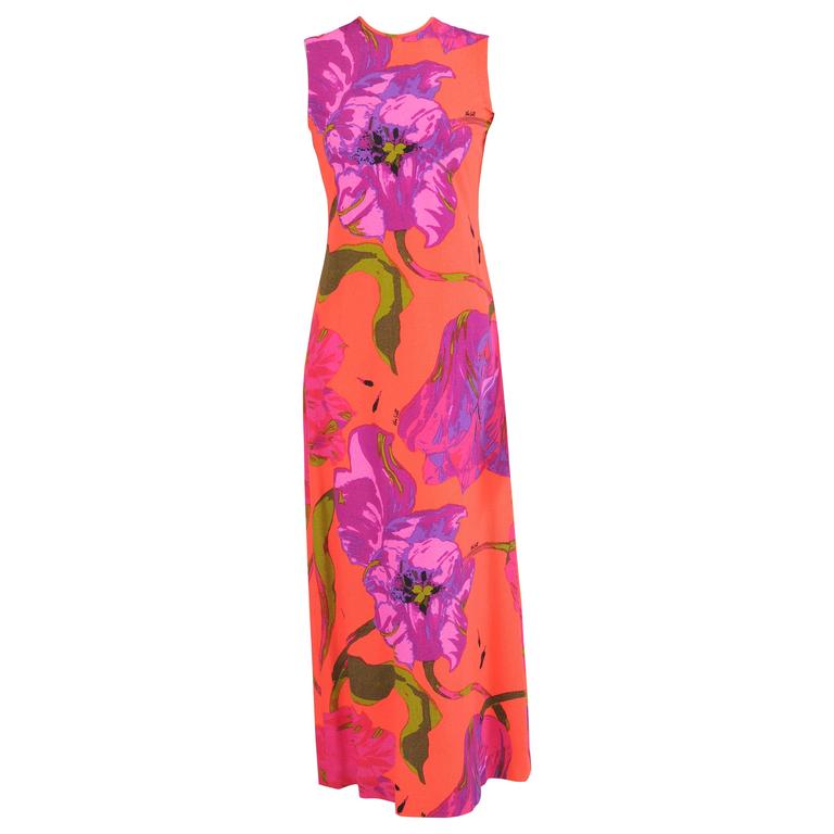 Ken Scott Vibrant Tropical Print Sheath at 1stDibs