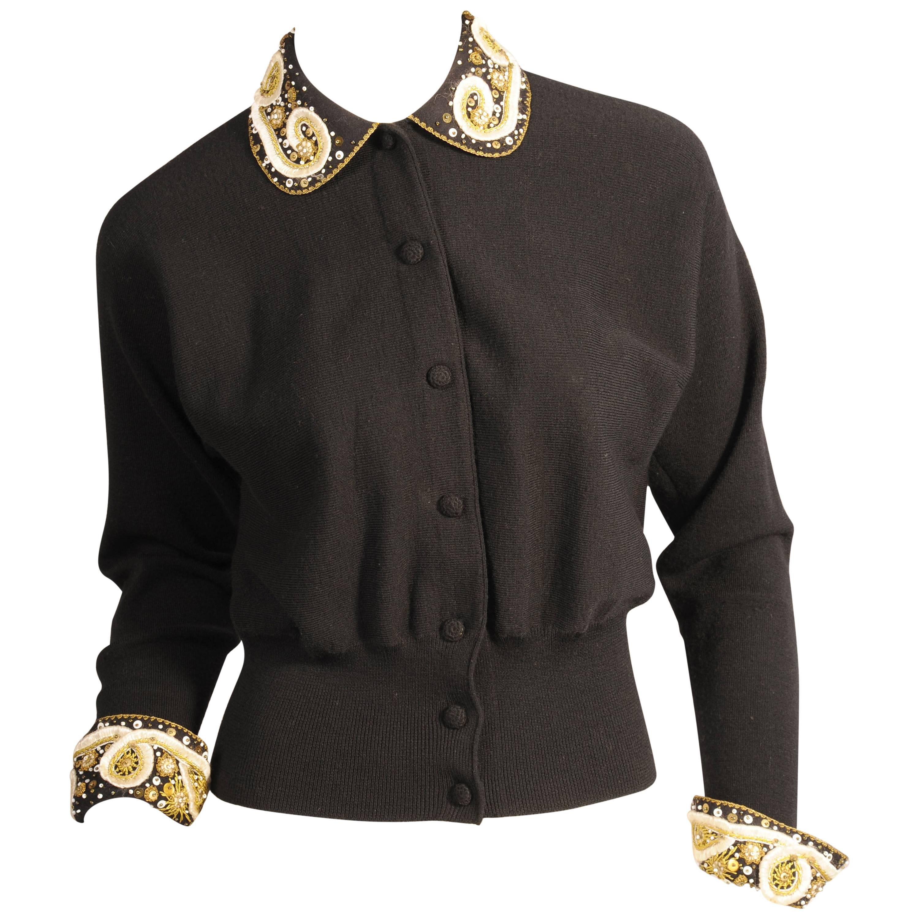 1950's Austrian Beaded Cardigan Sweater at 1stDibs | austrian sweater ...