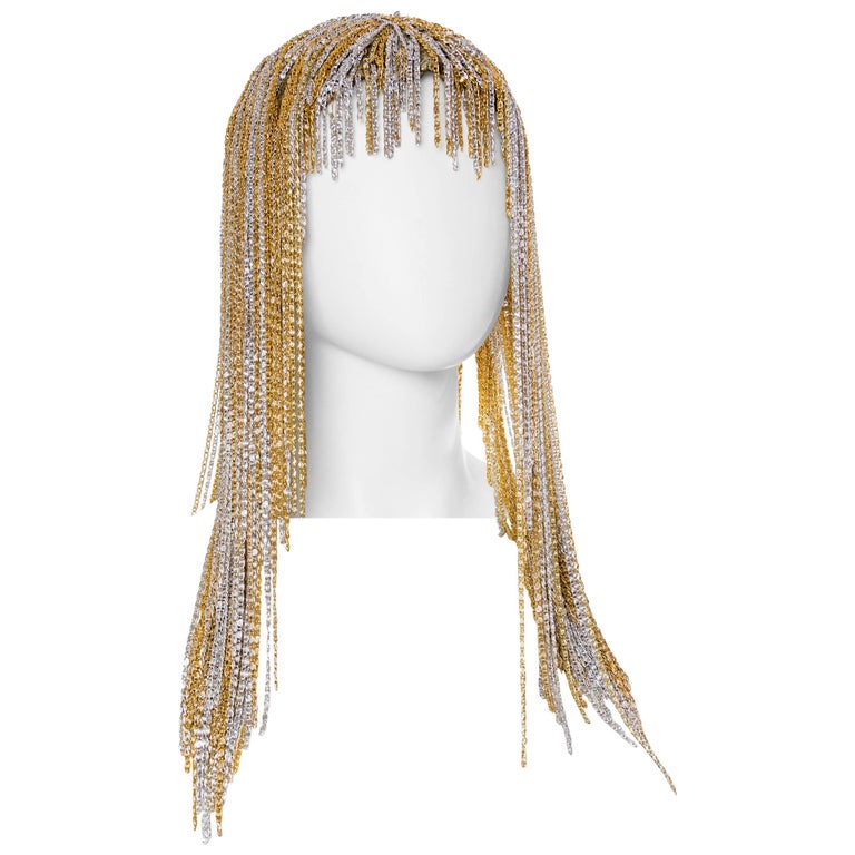 Sensual Metal Chain Wig at 1stDibs | gold chain wig, gold metal wig ...