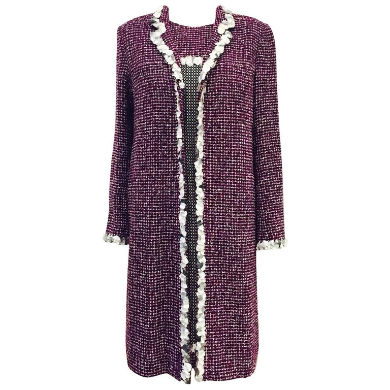 Chanel Purple Tweed Sleeveless Dress and Matching Coat With 3-D Trim ...