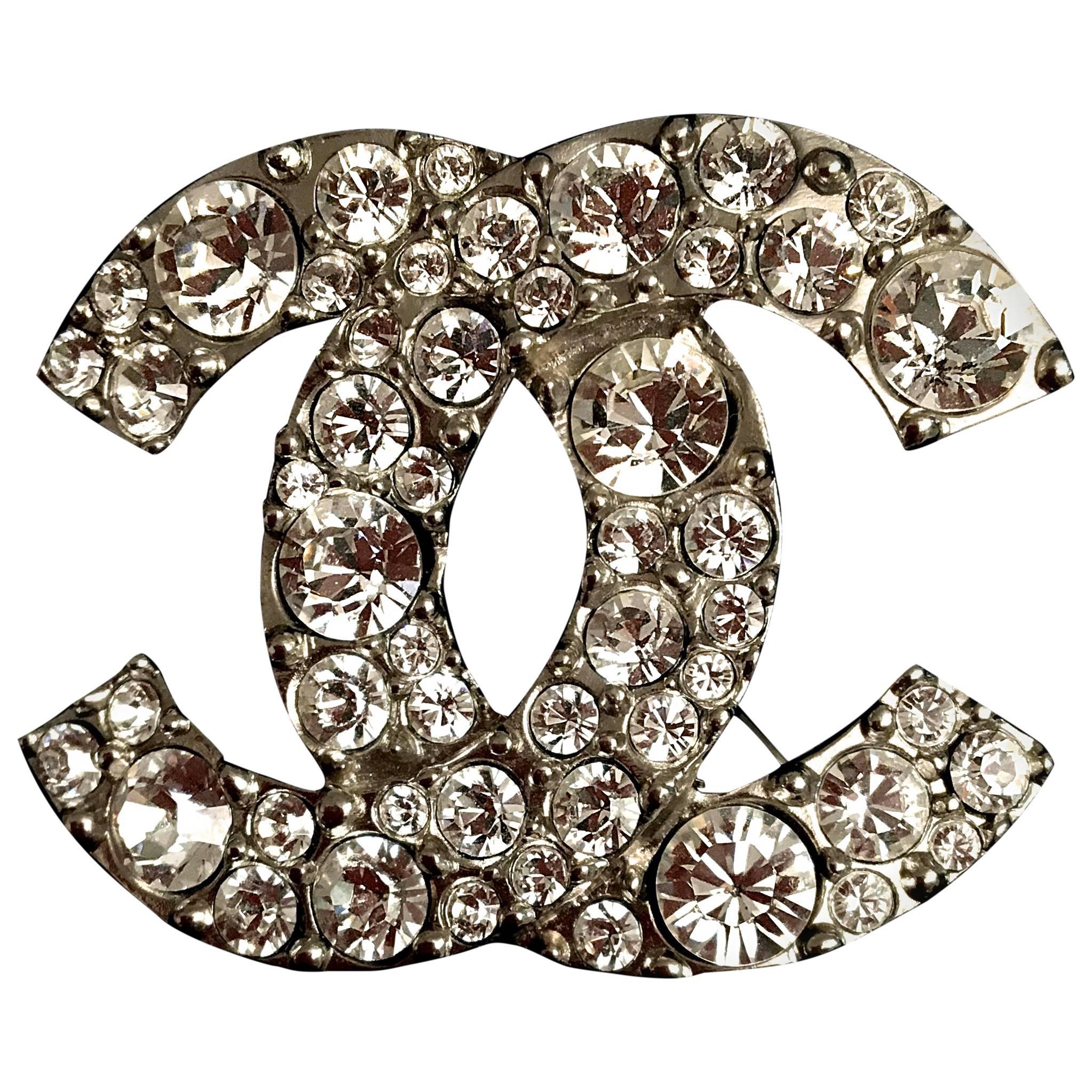 Rare Runway Chanel Rhinestone Brooch at 1stDibs