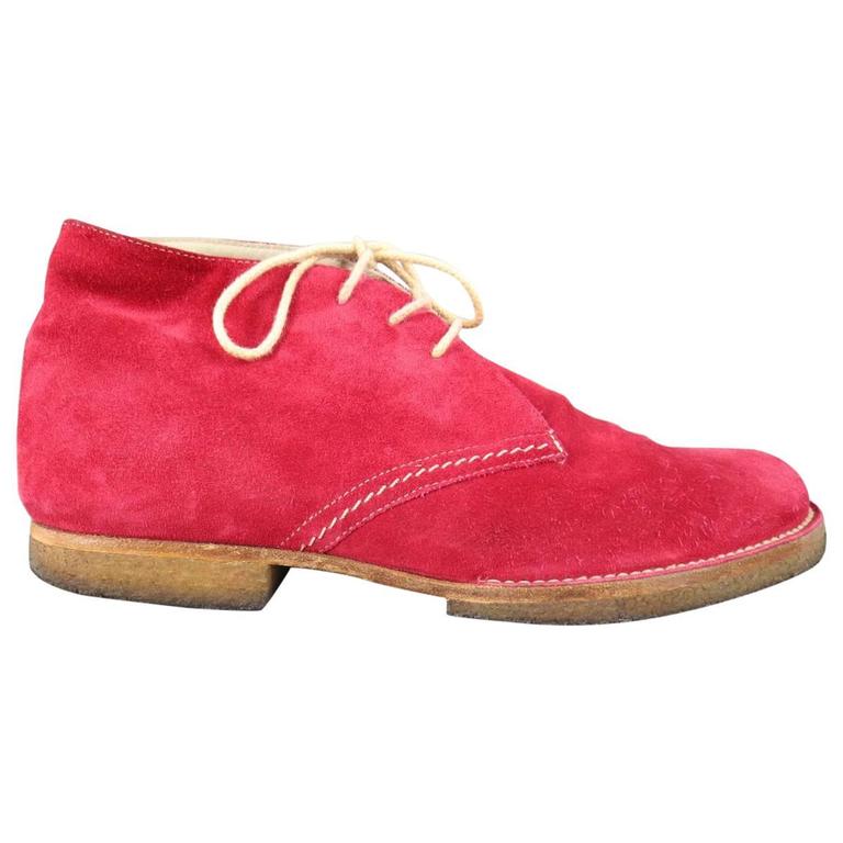 Men's JIL SANDER Boots Size 8 Red Suede Crepe Sole Chukka Shoes For ...