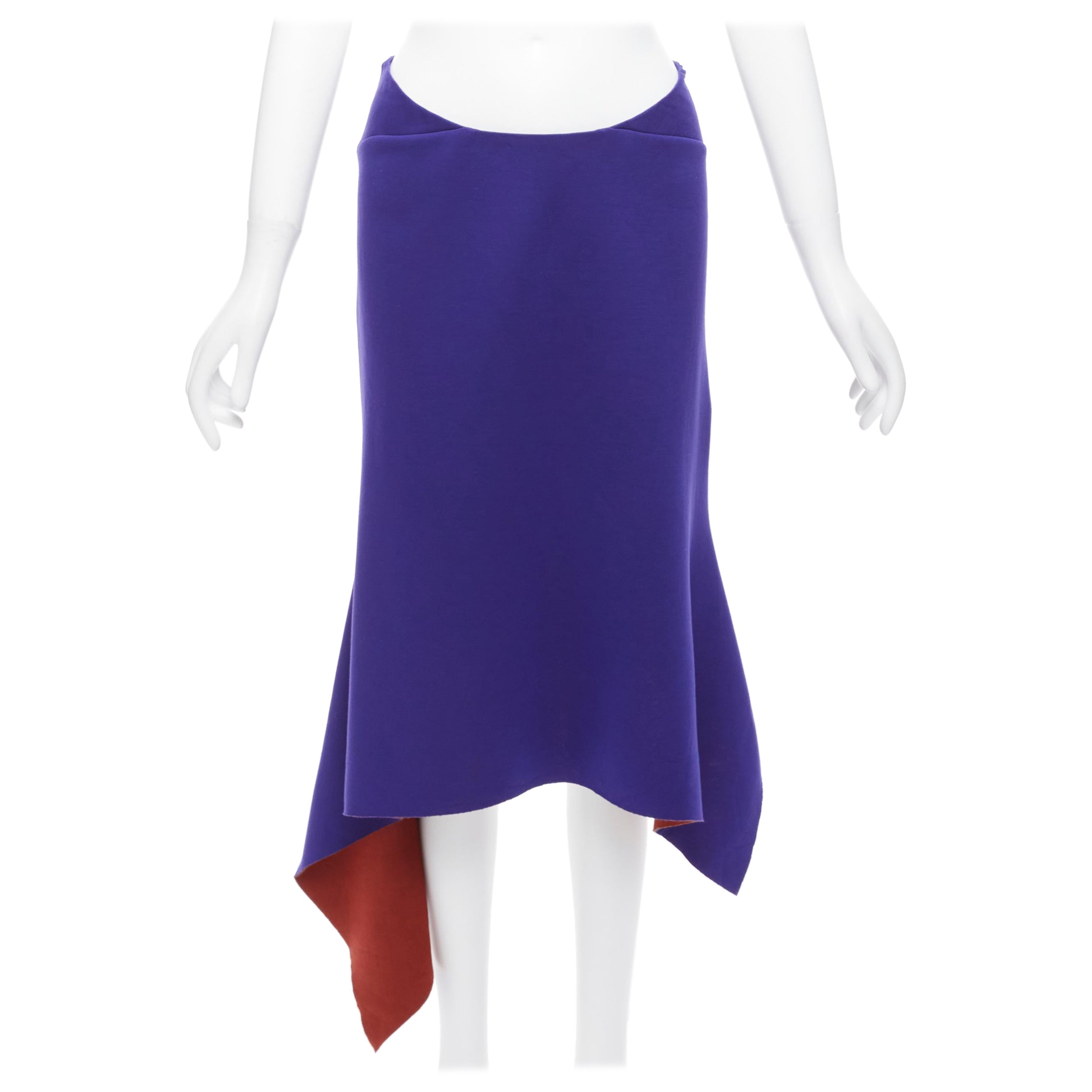 MARNI purple burgundy asymmetric hi low hem low waist knee skirt IT40 S ...