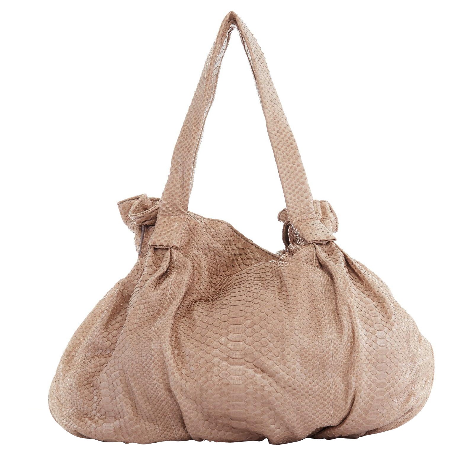ZAGLIANI Hand made genuine brown scaled leather dumping hobo shoulder bag For Sale at 1stDibs