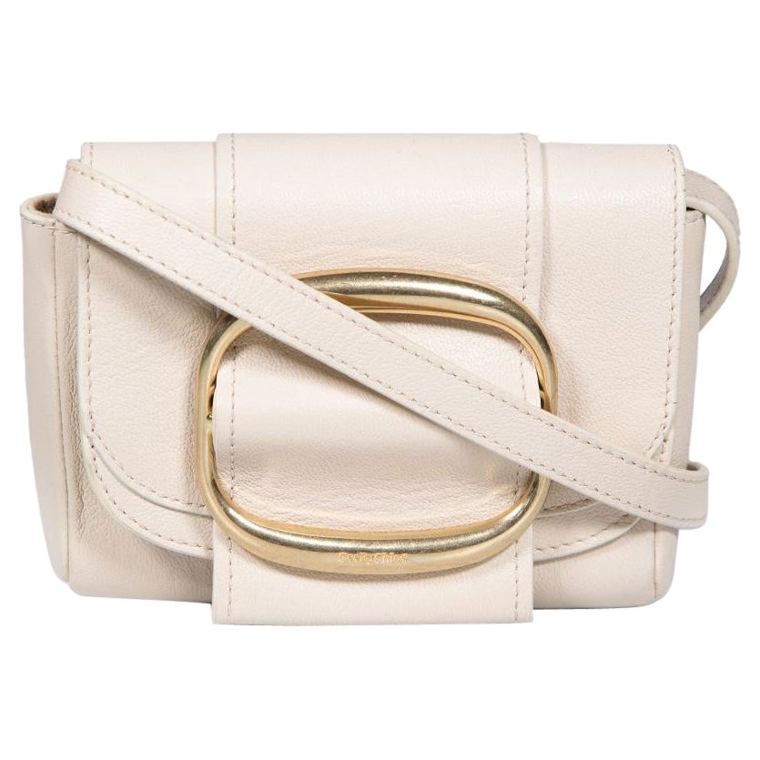 Chloé Ecru Leather Hopper Buckle Crossbody Bag For Sale at 1stDibs