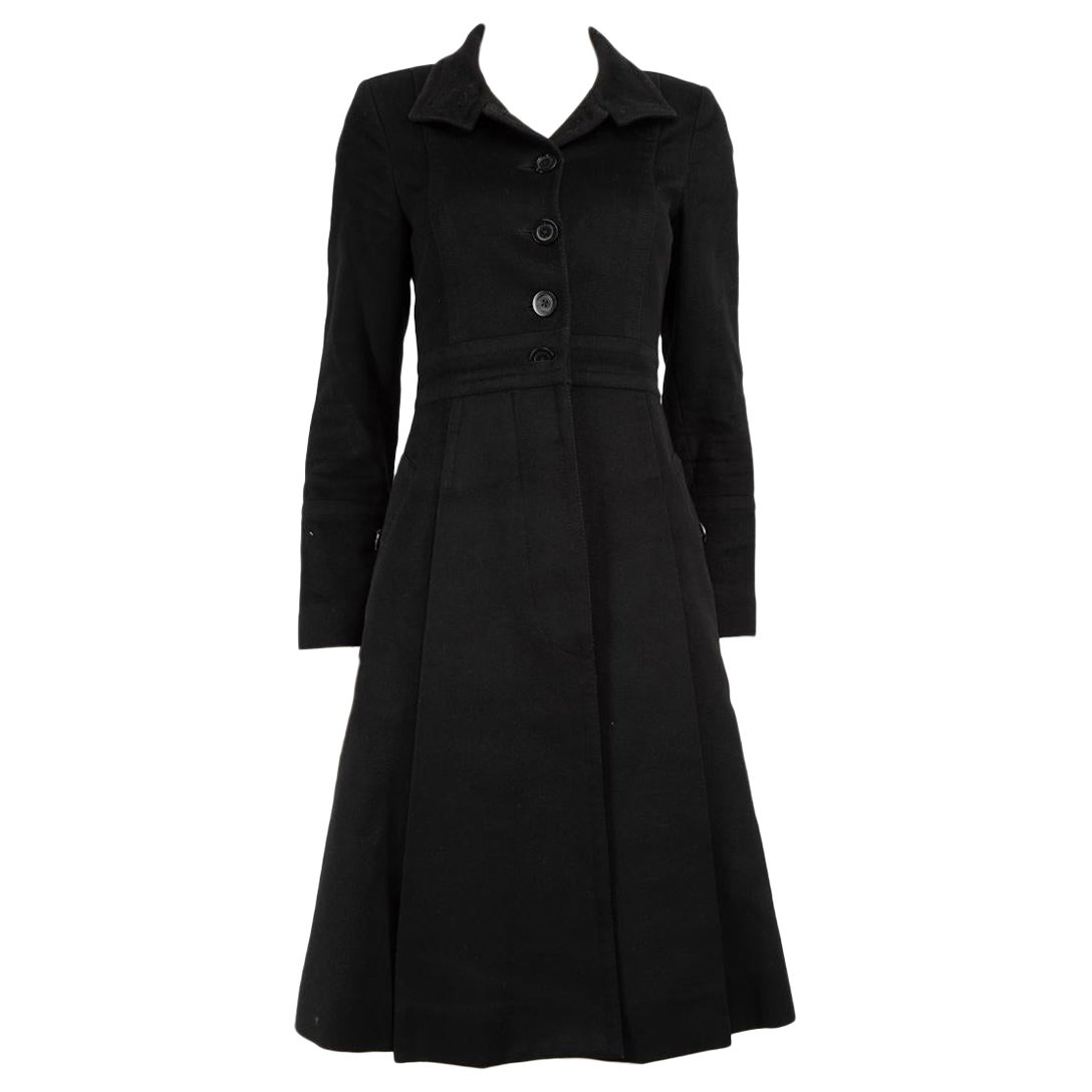 Burberry Black Wool Single Breasted Back Slit Coat Size XXS For Sale at ...