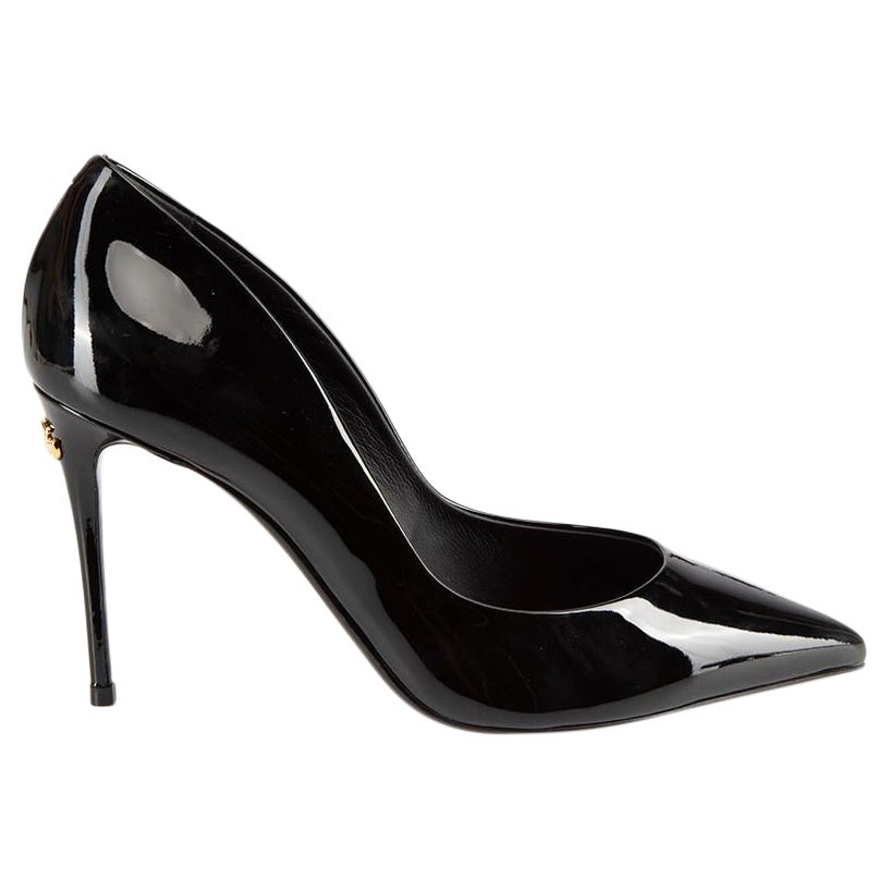 Dolce and Gabbana SS24 Black Patent Leather Heels Size IT 39 For Sale at 1stDibs