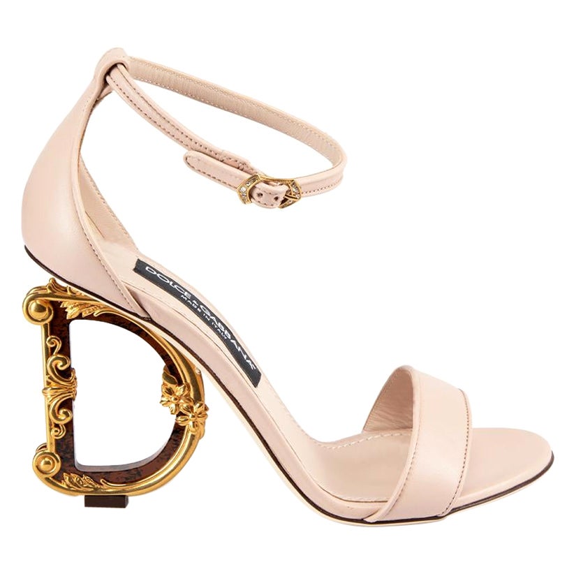 Dolce and Gabbana SS24 Powder Pink Leather Kiera 105 Sandals Size SML S ...