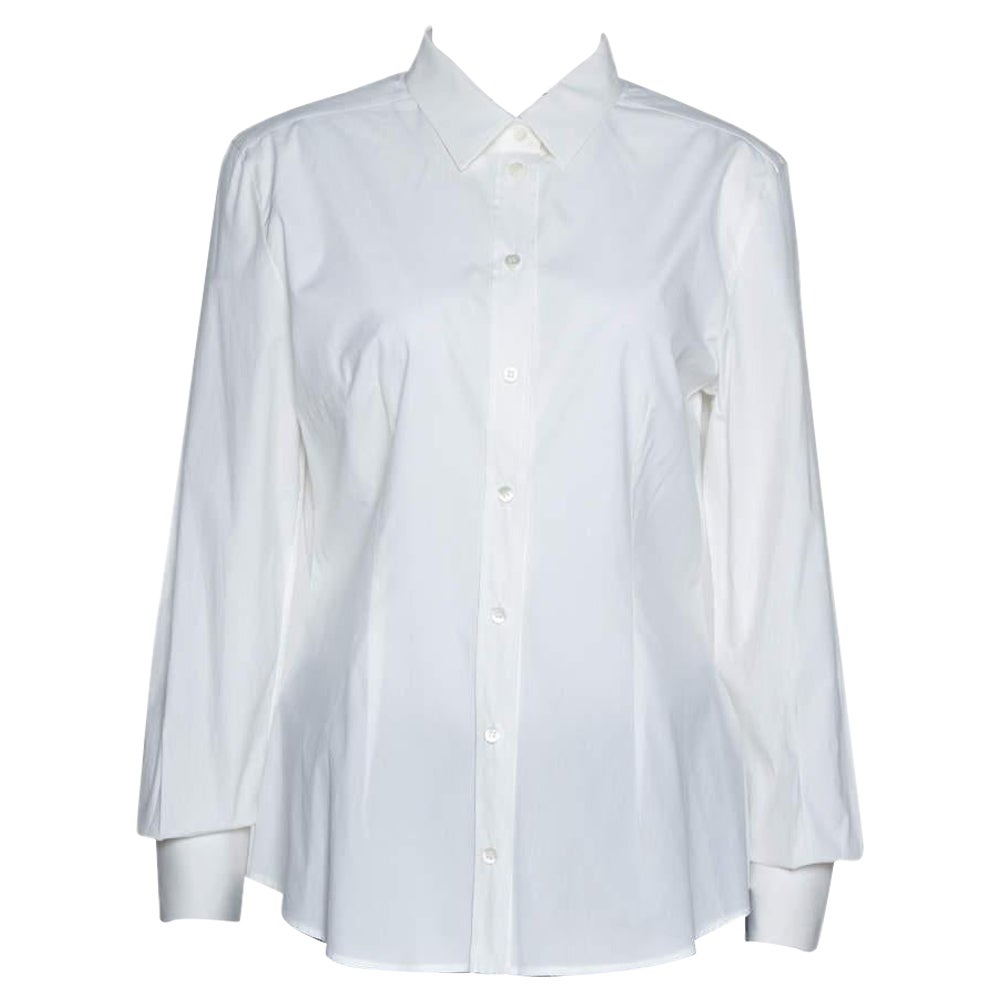 Dolce and Gabbana Off White Stretch Cotton Shirt L For Sale at 1stDibs