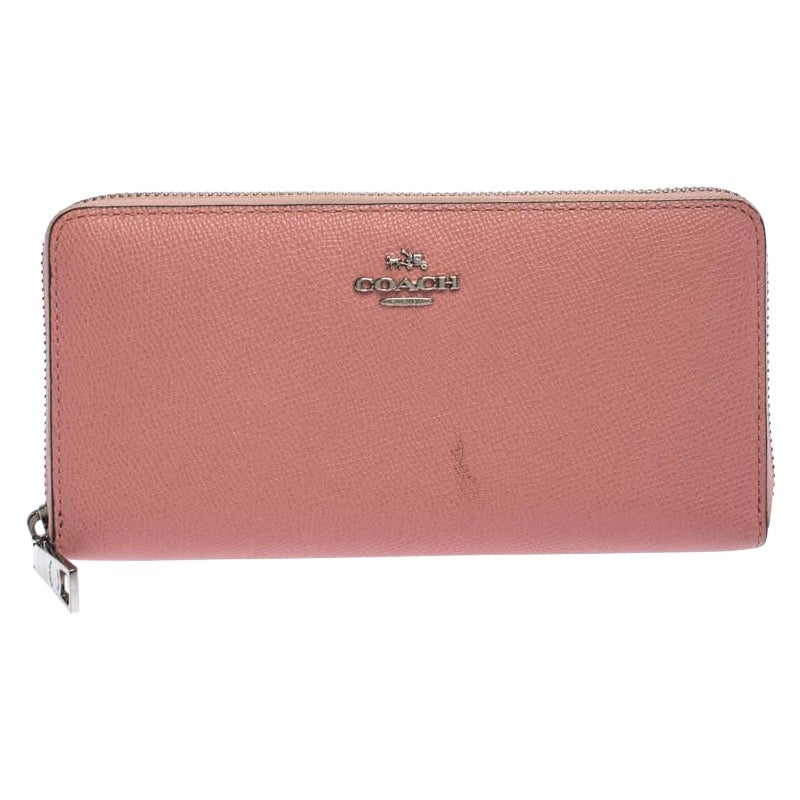 Coach Pink Leather Zip Around Wallet For Sale at 1stDibs