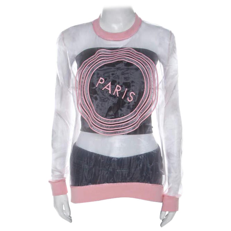 Kenzo Pink Paris Embroidered Sheer Pullover S For Sale at 1stDibs