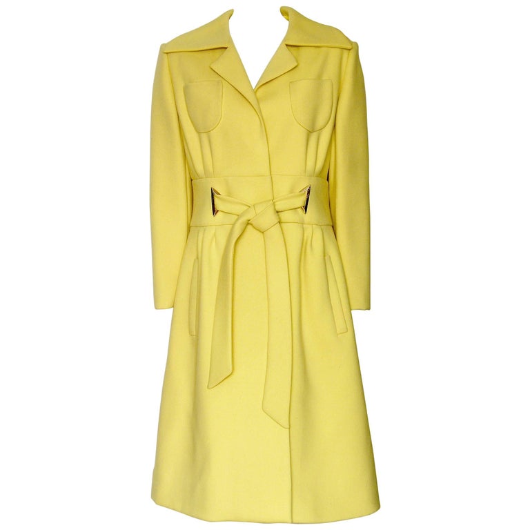 Mod Originala Coat Bright Yellow Wool with Tie Waist at 1stDibs