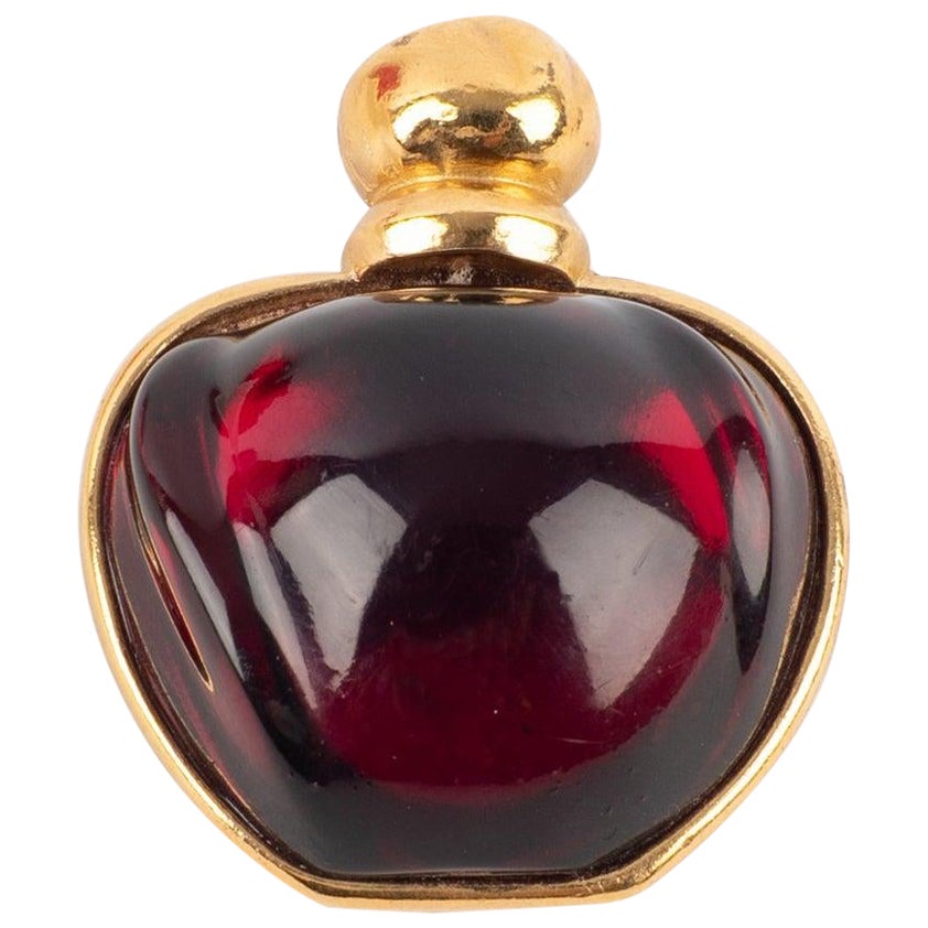 Dior Bottle Brooch with Red Resin Cabochon For Sale at 1stDibs