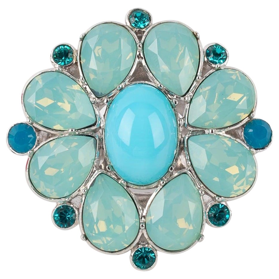 Dior Ring with Turquoise Blue Rhinestones For Sale at 1stDibs