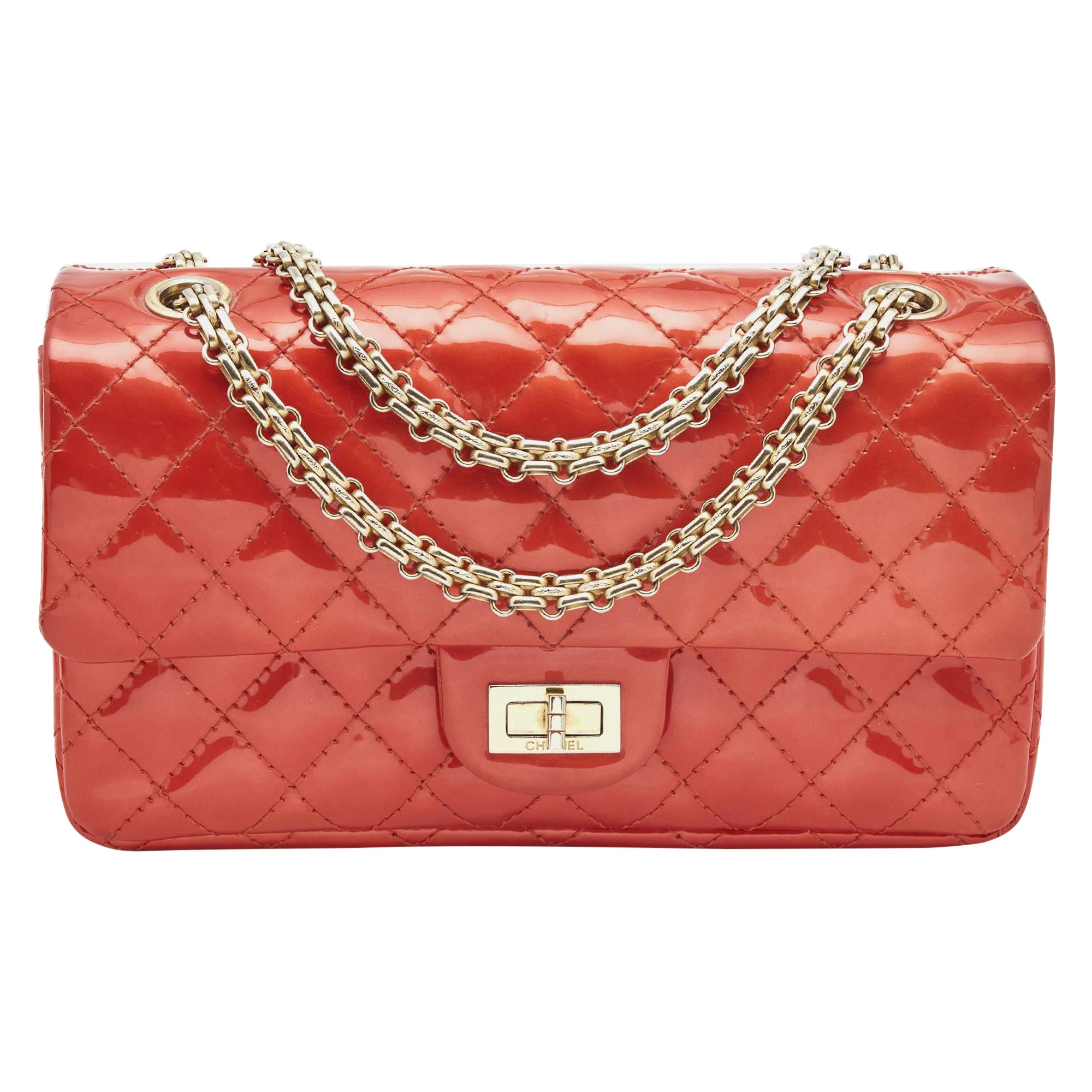Chanel Red Patent Leather Reissue Double Compartment Flap Bag For Sale ...