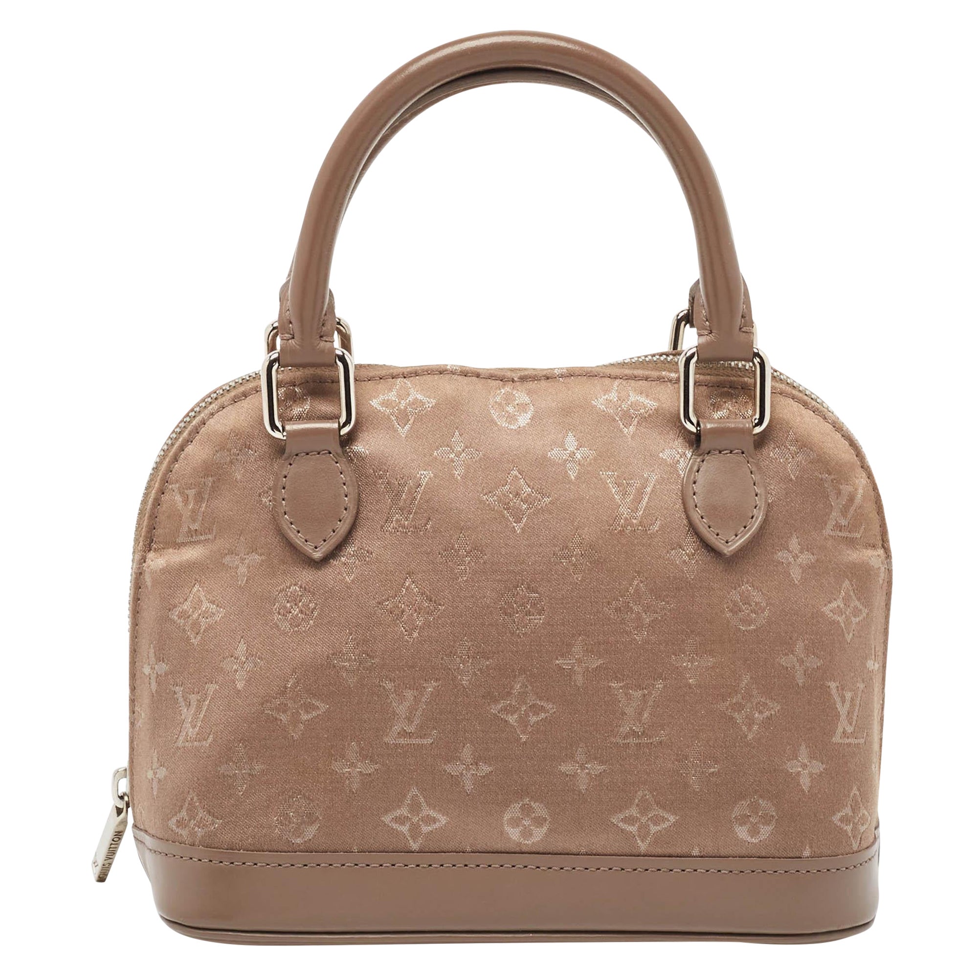 Louis Vuitton Taupe Monogram Satin and Leather Mini Alma Bag For Sale ...