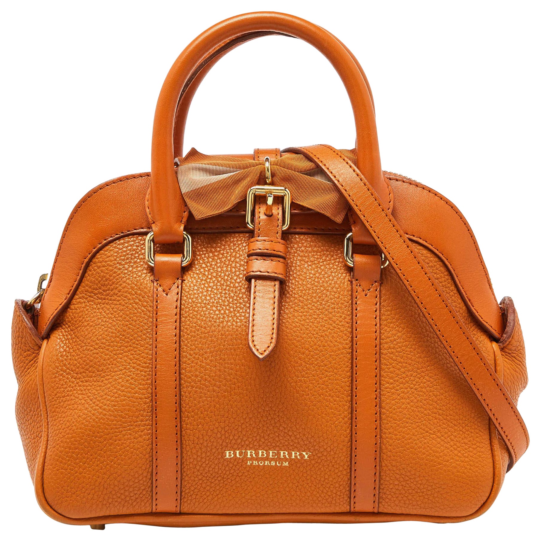 Burberry Orange Leather Bow Satchel For Sale at 1stDibs