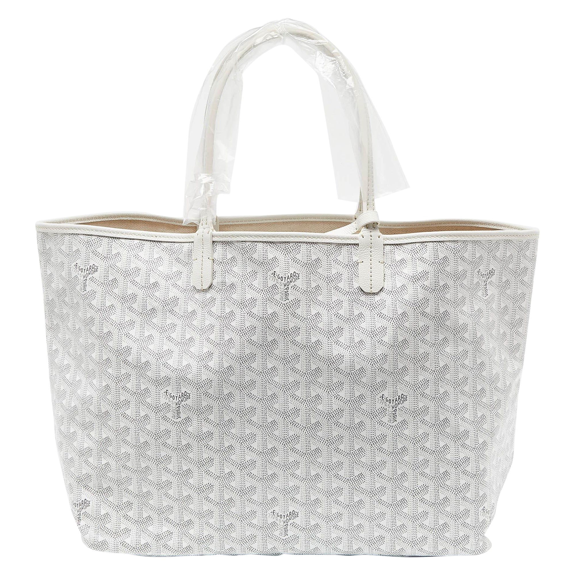 Goyard White Goyardine Coated Canvas and Leather Saint Louis PM Tote ...
