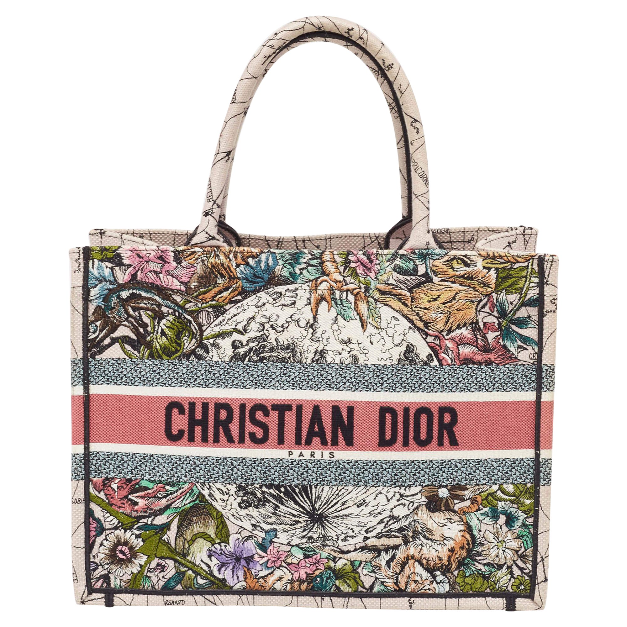 Dior Multicolor Embroidered Canvas Medium Book Tote For Sale at 1stDibs
