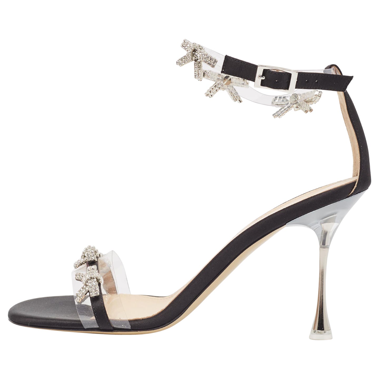 Mach and Mach Transparent PVC and Satin Floating Crystal Bow Sandals ...
