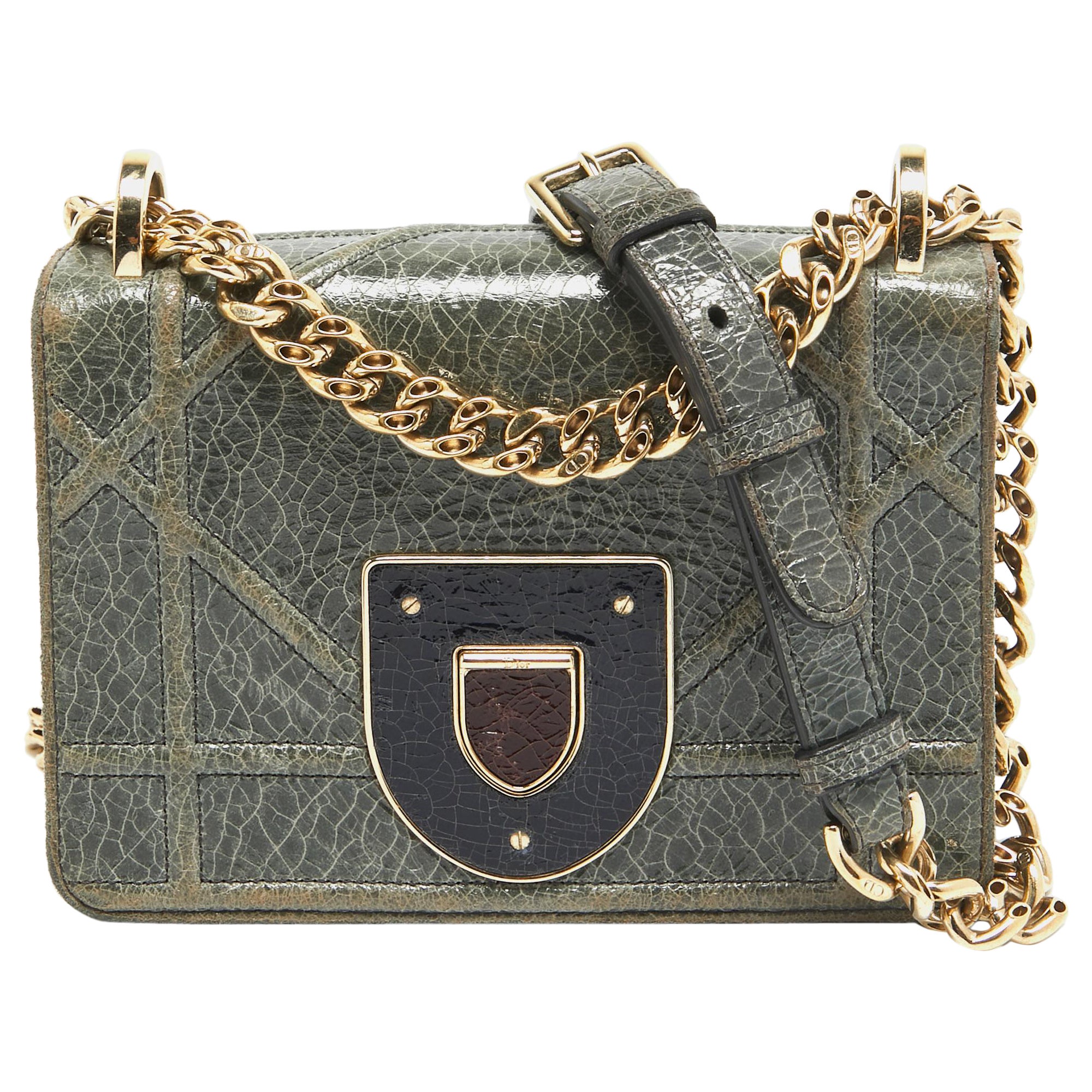 Dior Green Ceramic Effect Leather Diorama Club Shoulder Bag For Sale at ...