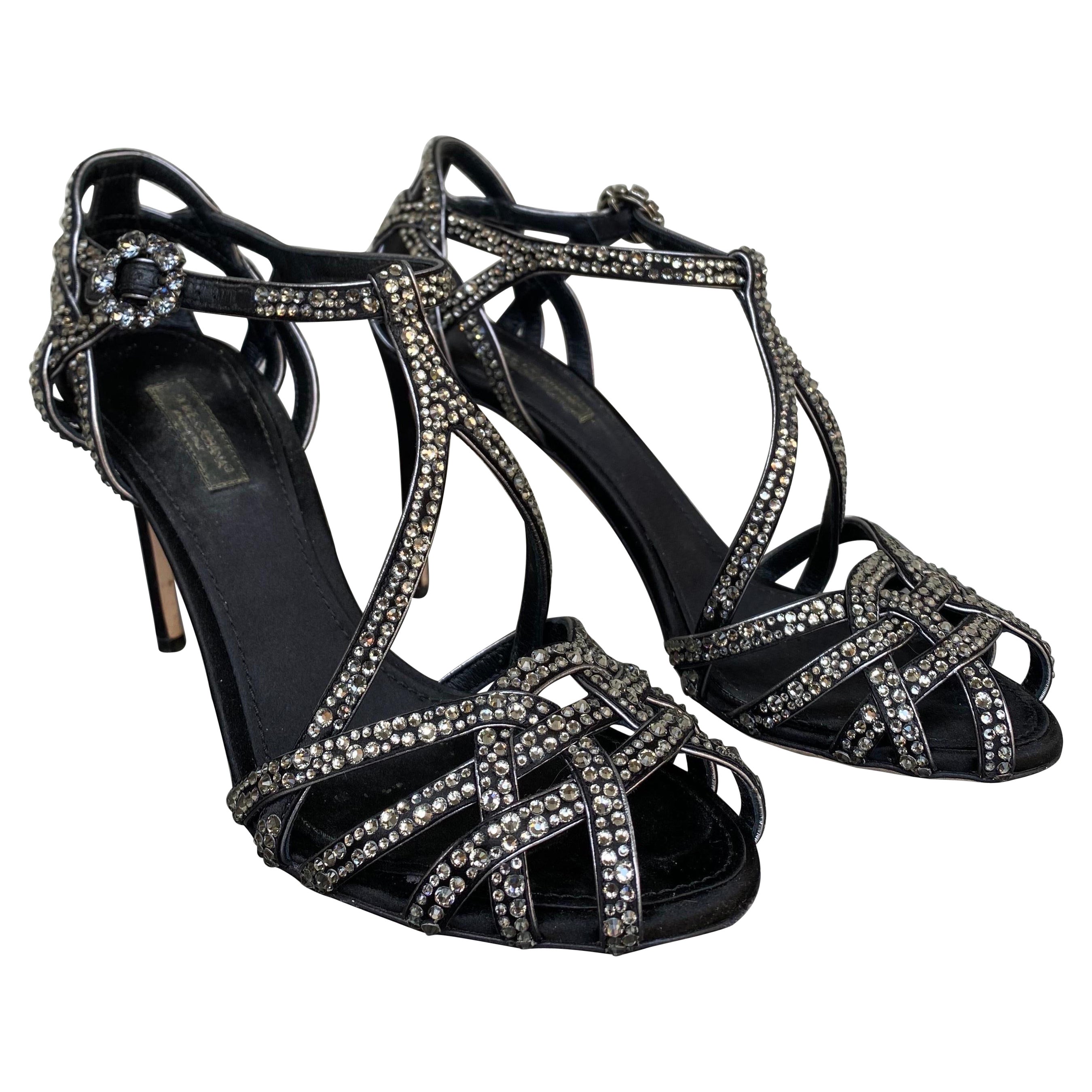 Dolce and Gabbana Black satin sandals For Sale at 1stDibs