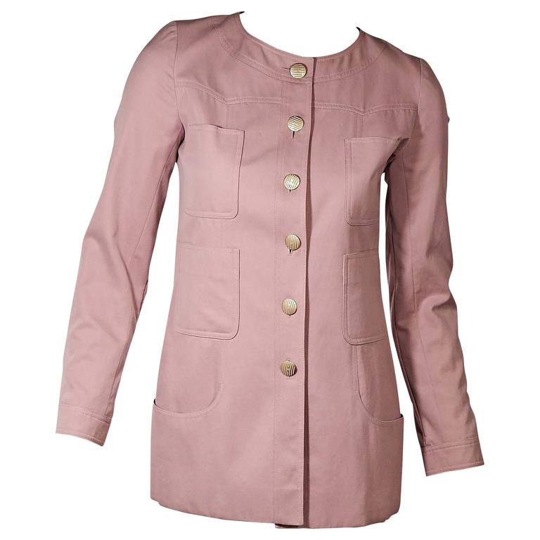 Pink Chanel Button-Front Jacket For Sale at 1stDibs | pink chanel jacket