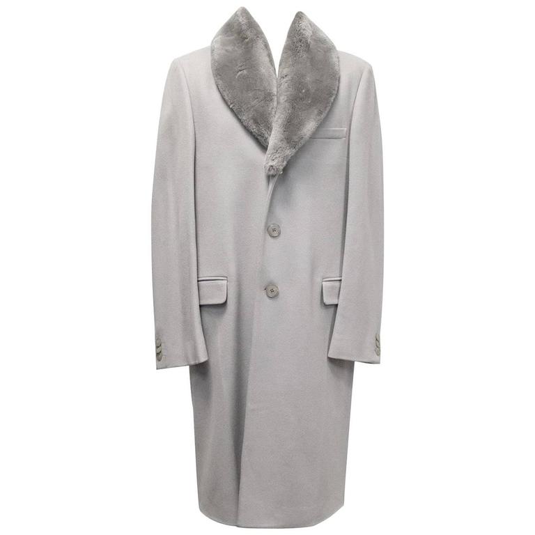 Gianni Versace Grey Coat with Castorino Fur Collar For Sale at 1stDibs ...