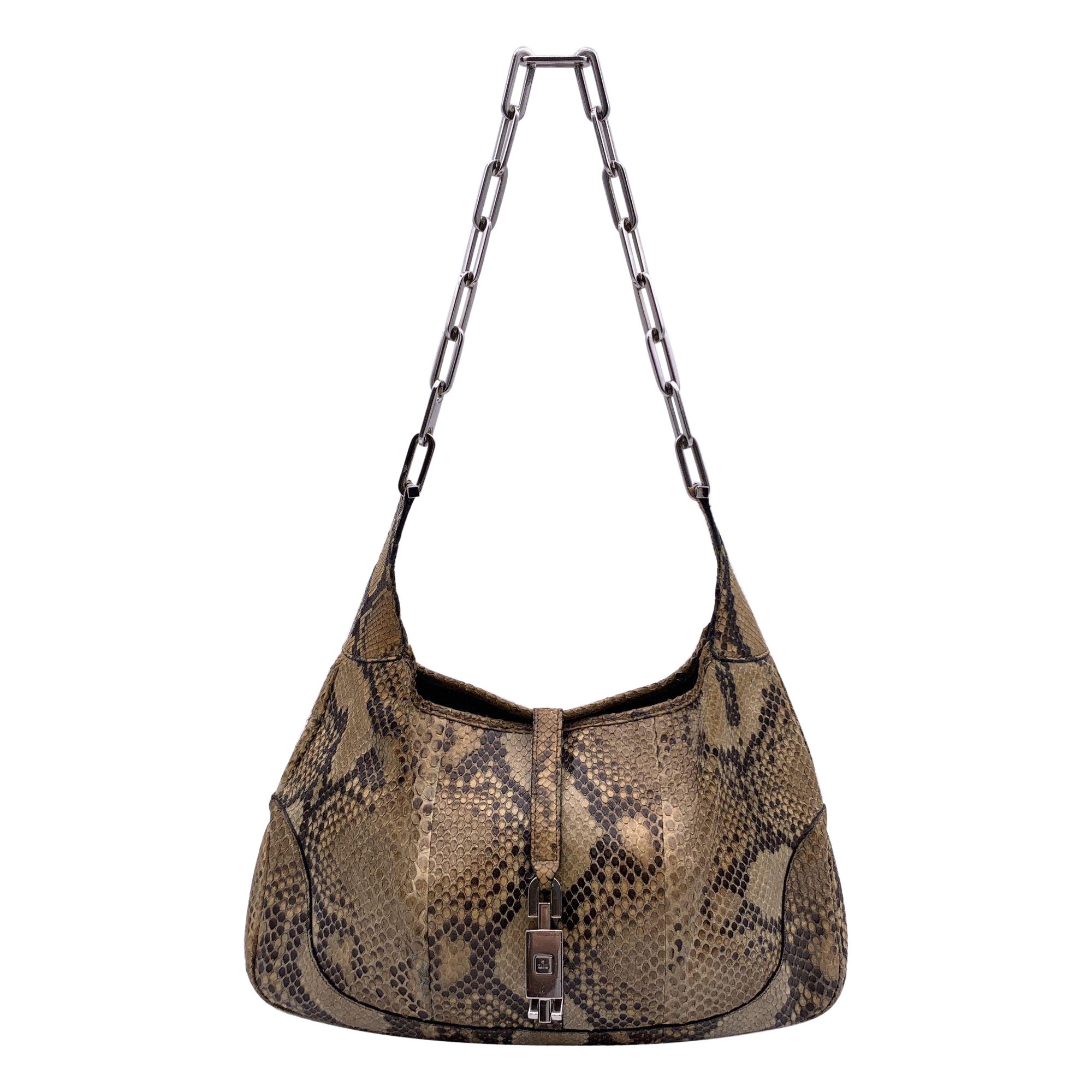 Gucci Beige Leather Jackie Hobo Shoulder Bag with Chain Strap For Sale ...