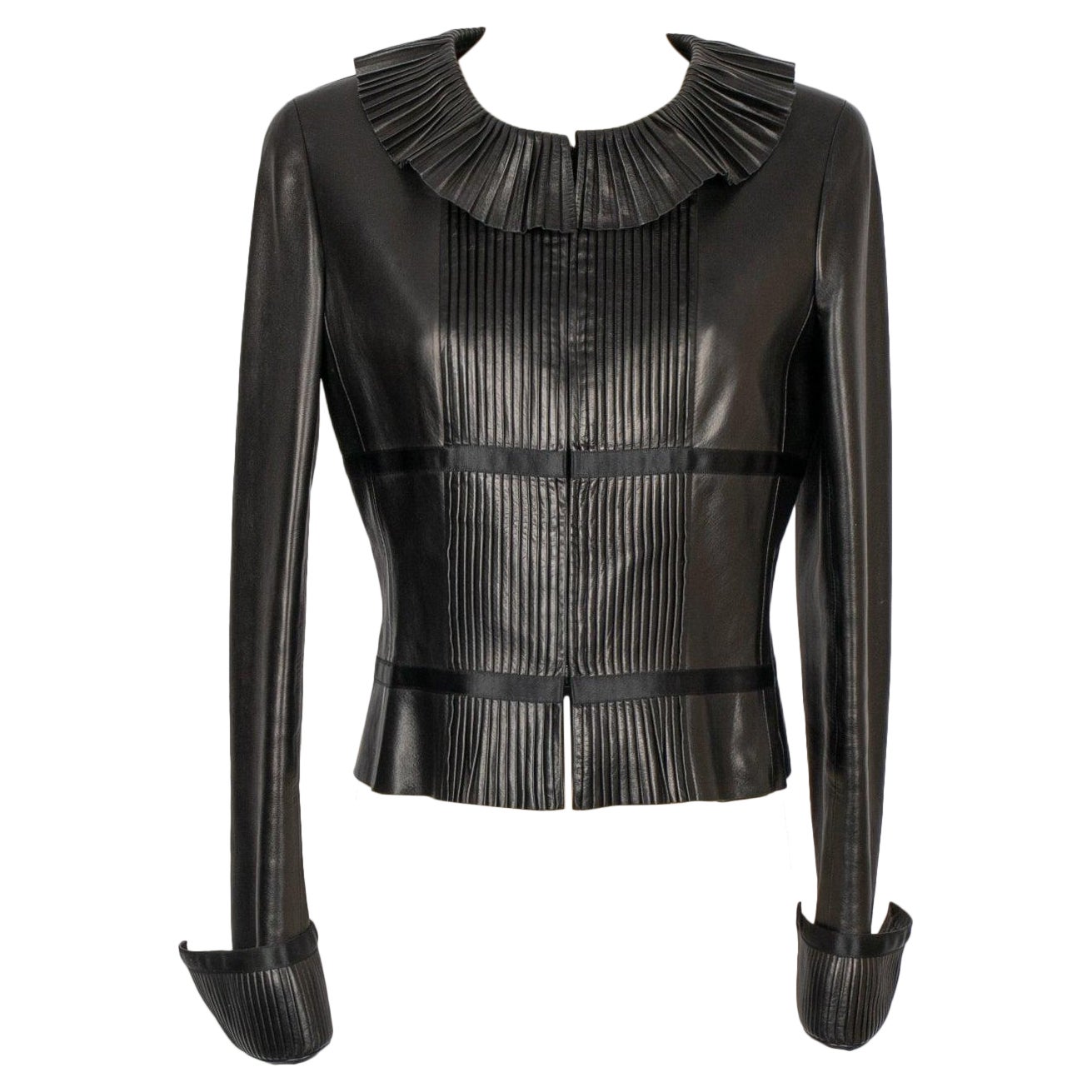 Chanel Black Lamb Leather Jacket, 2004 For Sale at 1stDibs