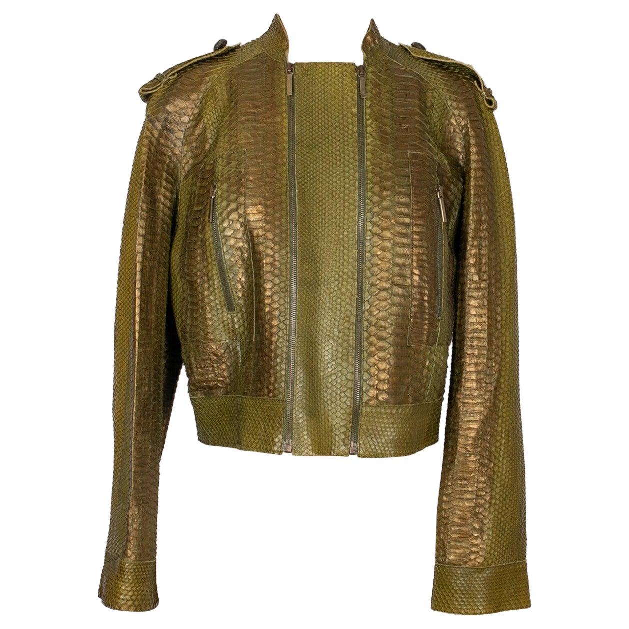 Dior Green Snake Jacket with Bronze Reflection For Sale at 1stDibs
