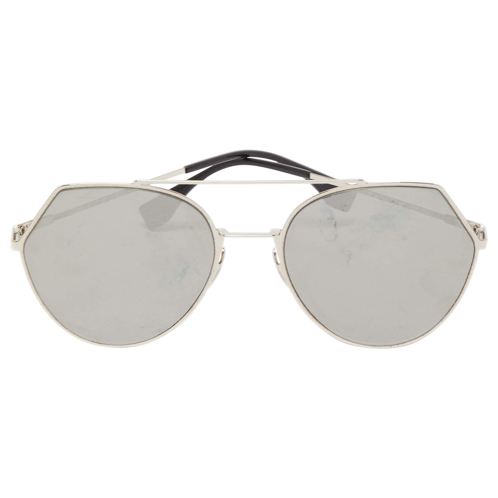 Fendi Black/Silver FF 0194/S Frame Aviators Sunglasses For Sale at 1stDibs