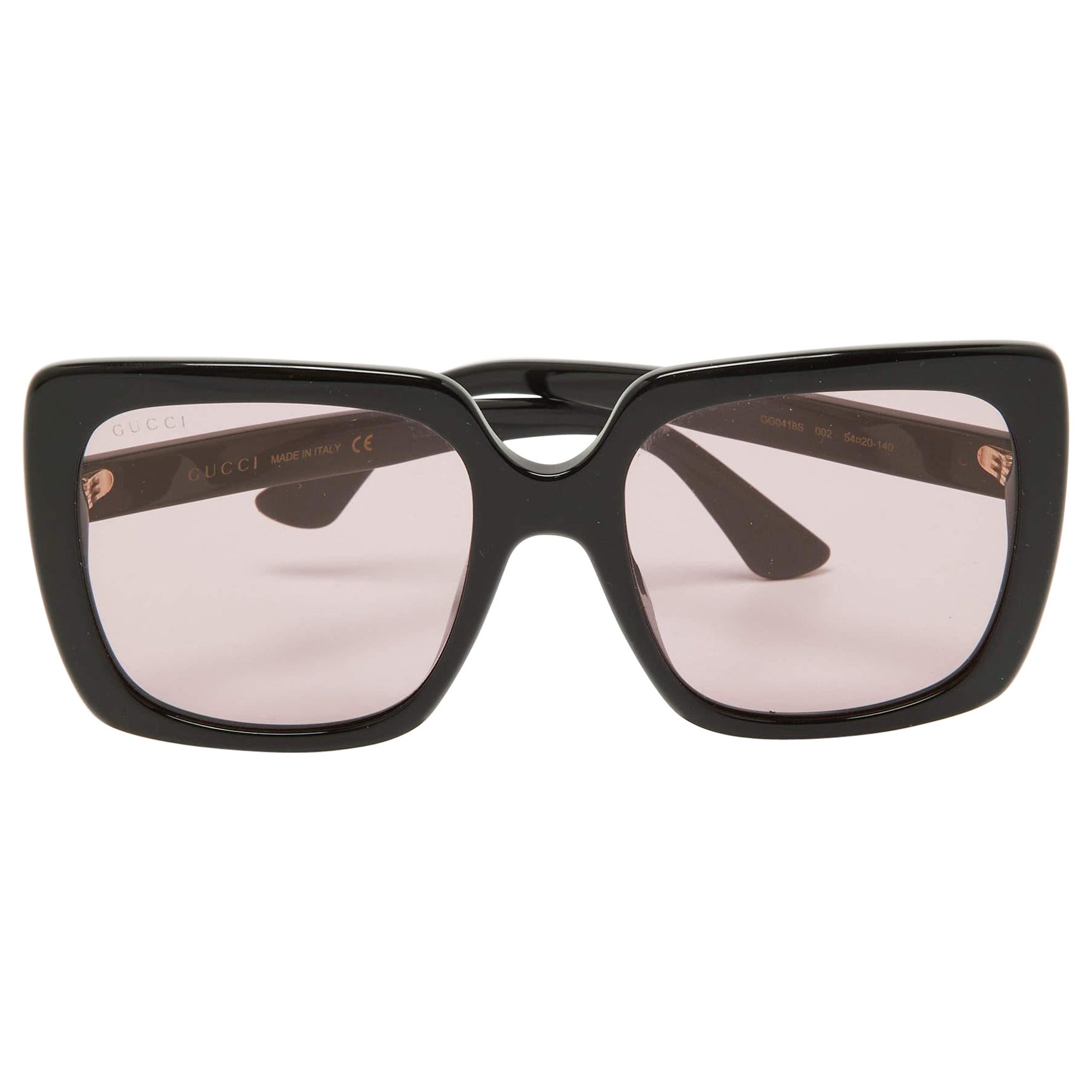 Gucci Black/Pink GG0418S Crystal Logo Oversized Sunglasses For Sale at ...