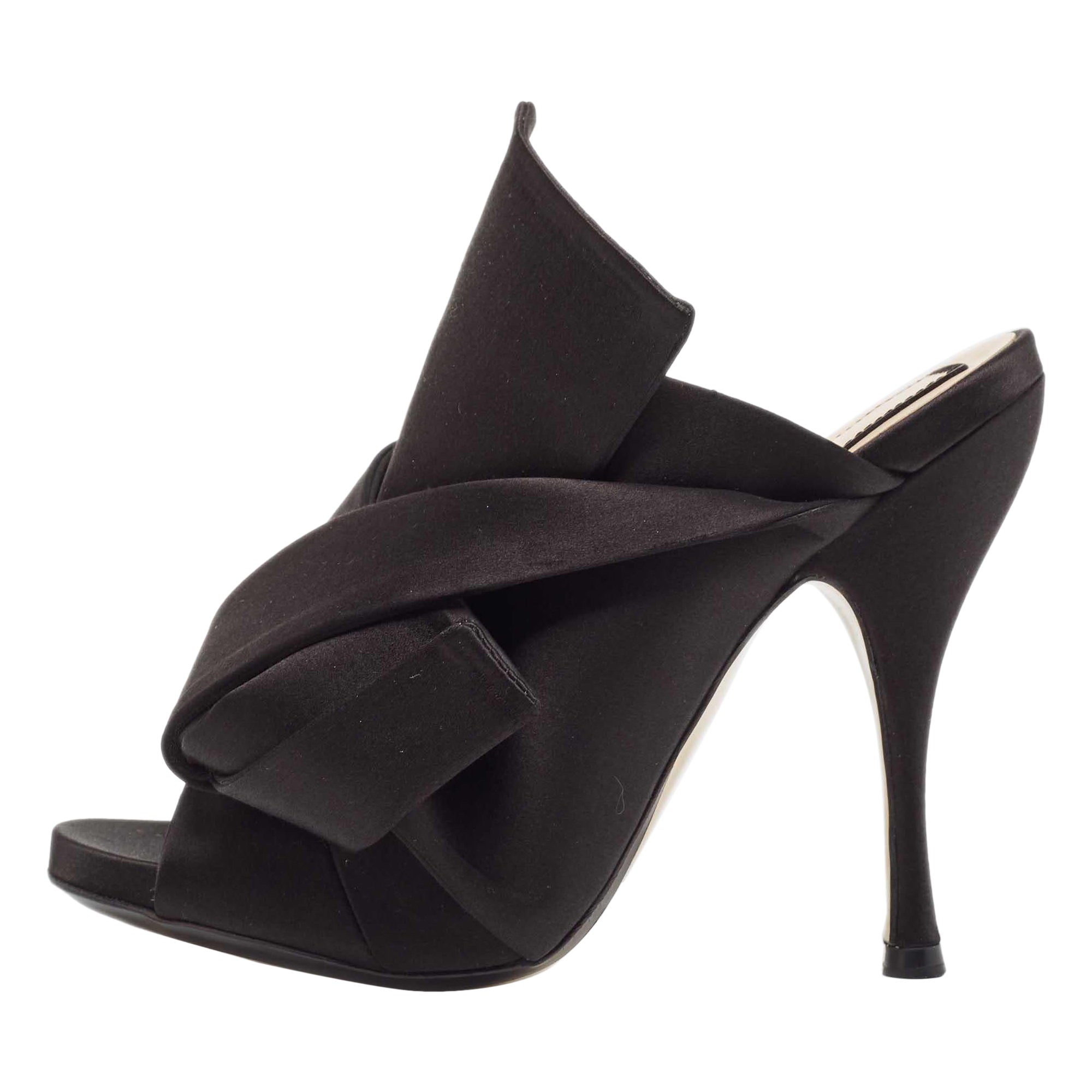N21 Black Satin Knot Mules Size 37 For Sale at 1stDibs