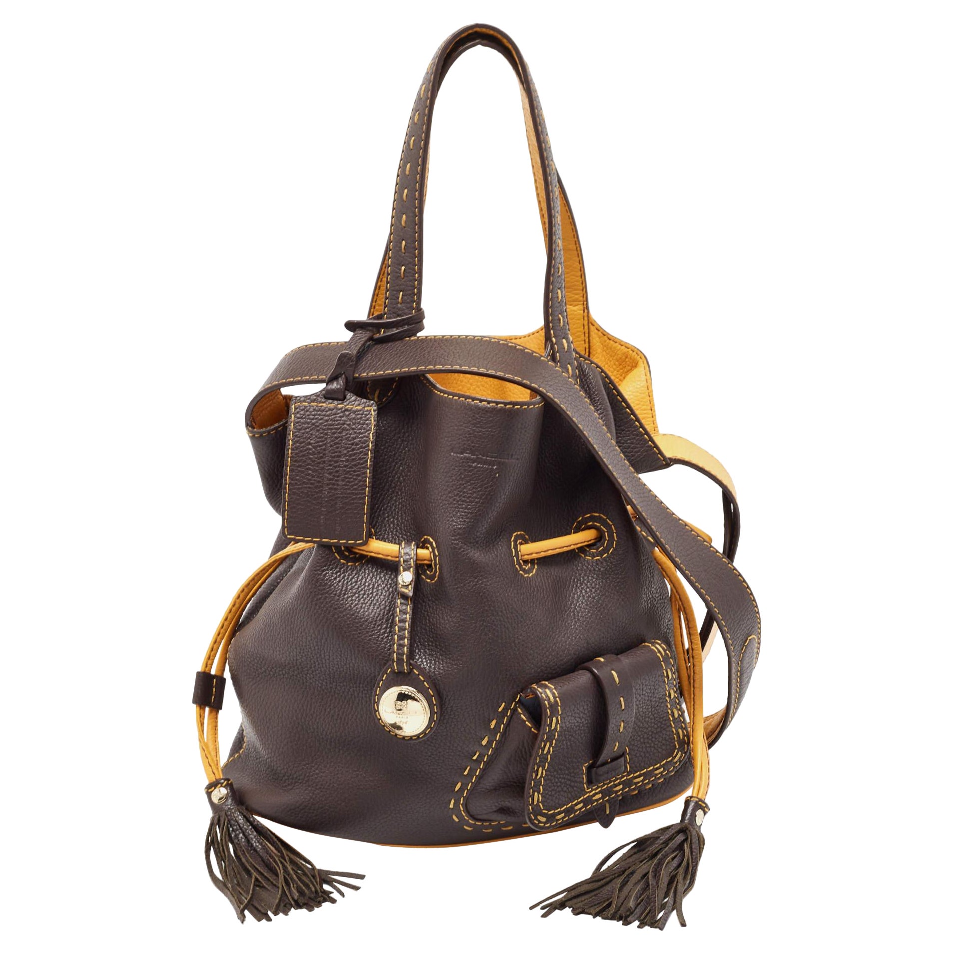 Lancel Brown Leather Premiere Flirt Bucket Bag For Sale at 1stDibs