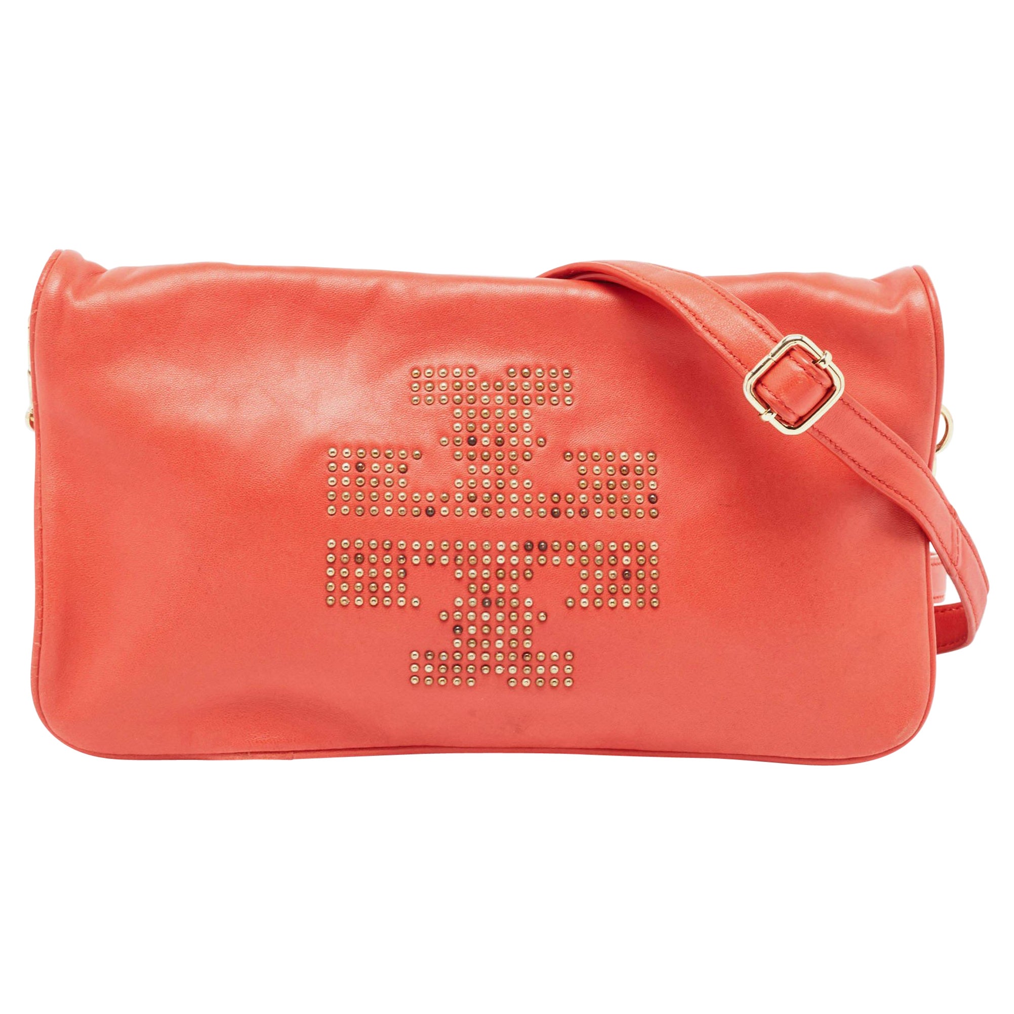 Tory Burch Red Studded Leather Crossbody Bag For Sale at 1stDibs