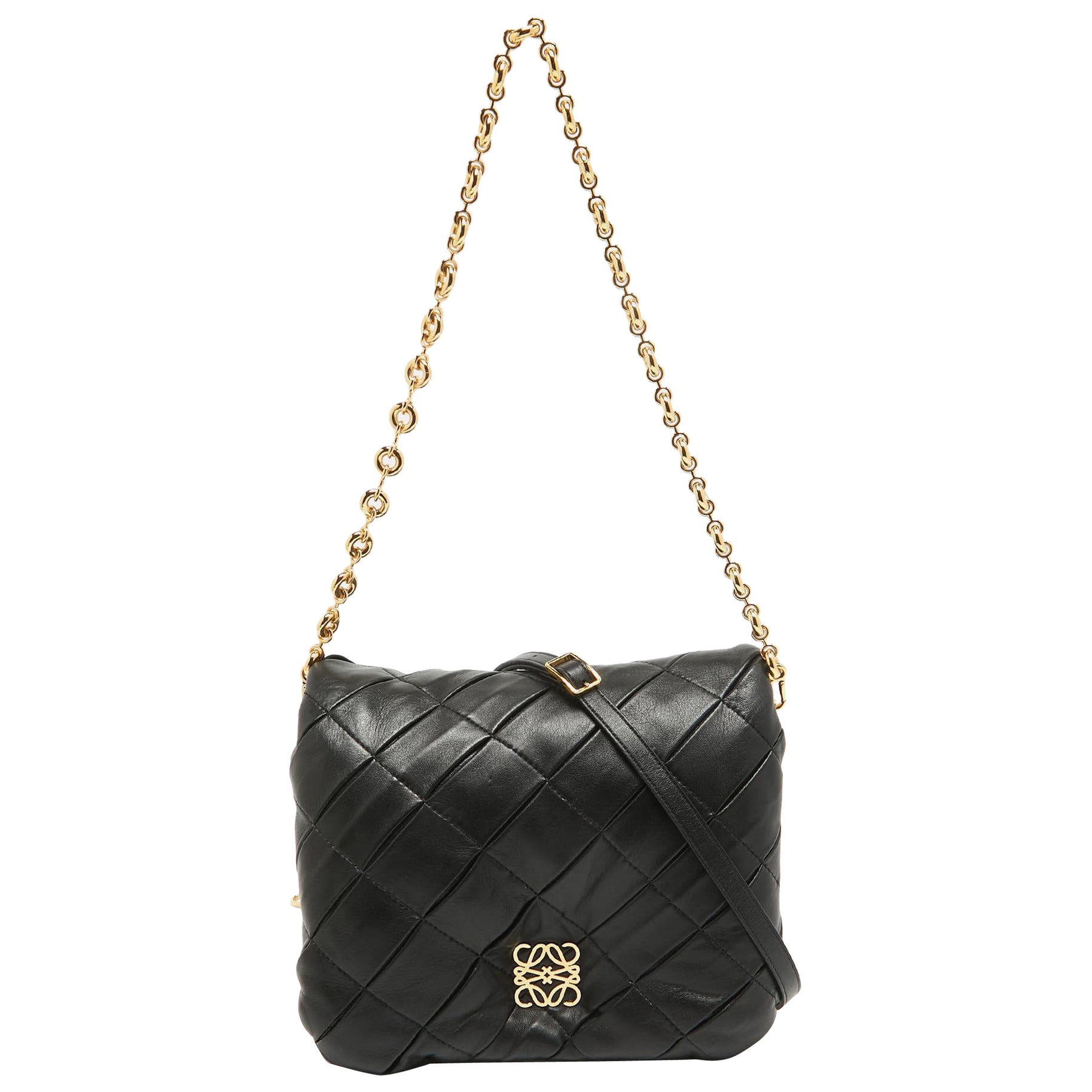 Loewe Black Leather Goya Puffer Shoulder Bag For Sale at 1stDibs