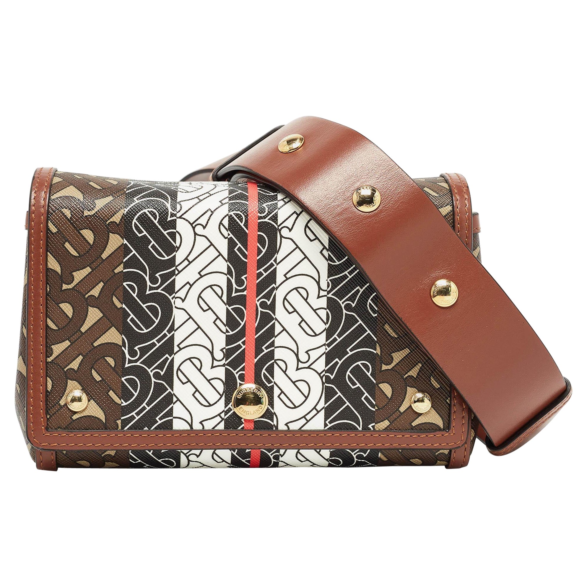 Burberry Brown TB Monogram Coated Canvas and Leather Hackberry ...