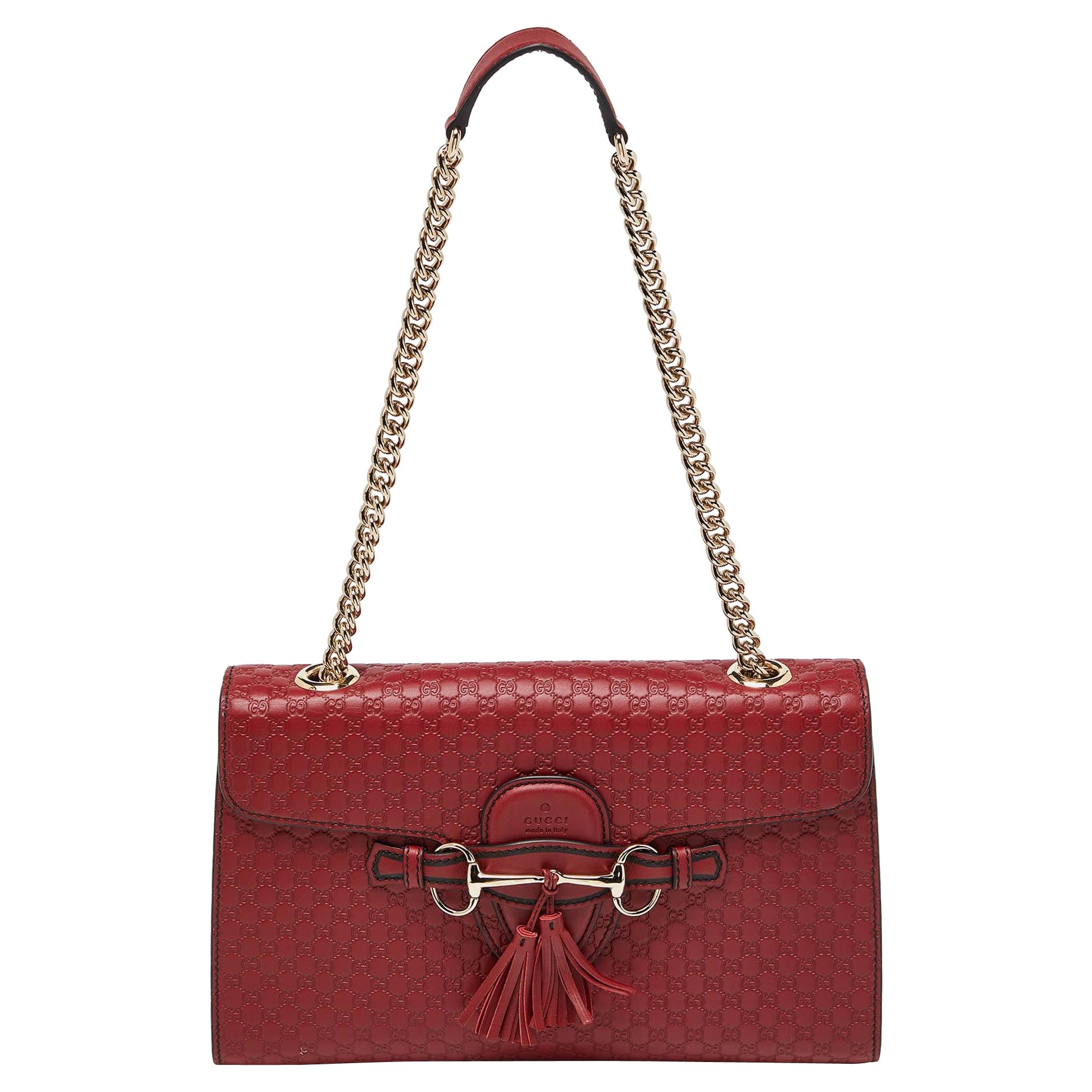 Gucci Red Microguccissima Leather Medium Emily Chain Shoulder Bag For ...