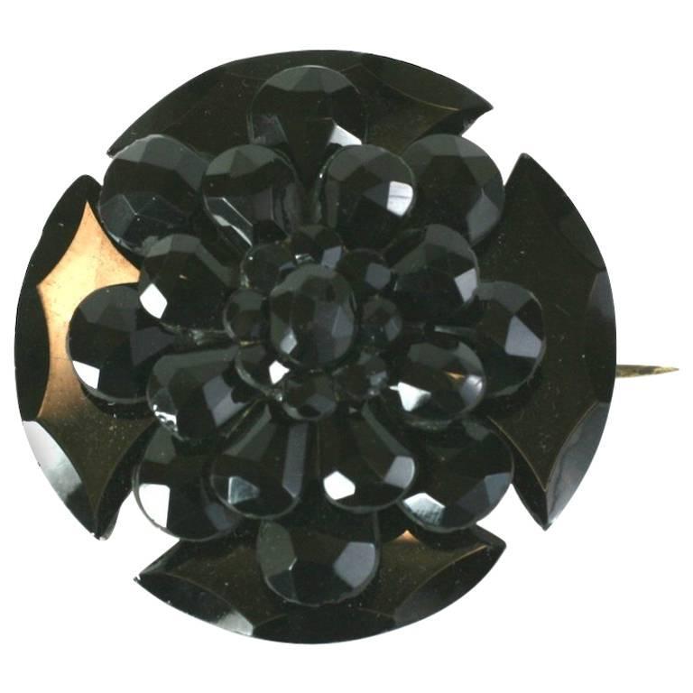 Victorian French Jet Multi Layer Brooch For Sale at 1stDibs