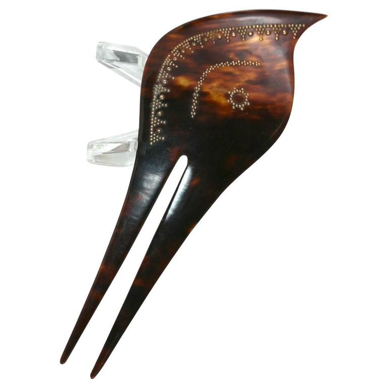 Victorian Tortoise Pique Comb at 1stDibs