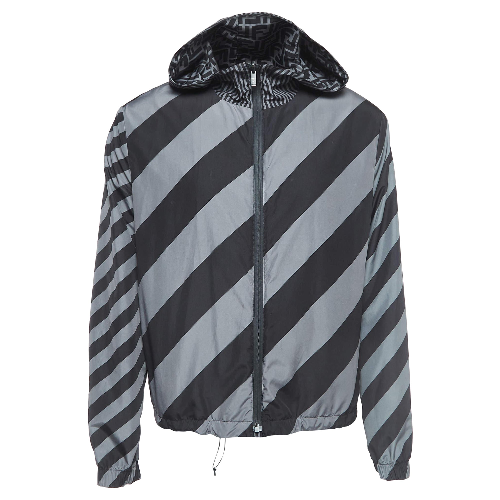 Fendi Black/Blue Print Synthetic Reversible Windbreaker Jacket L For ...