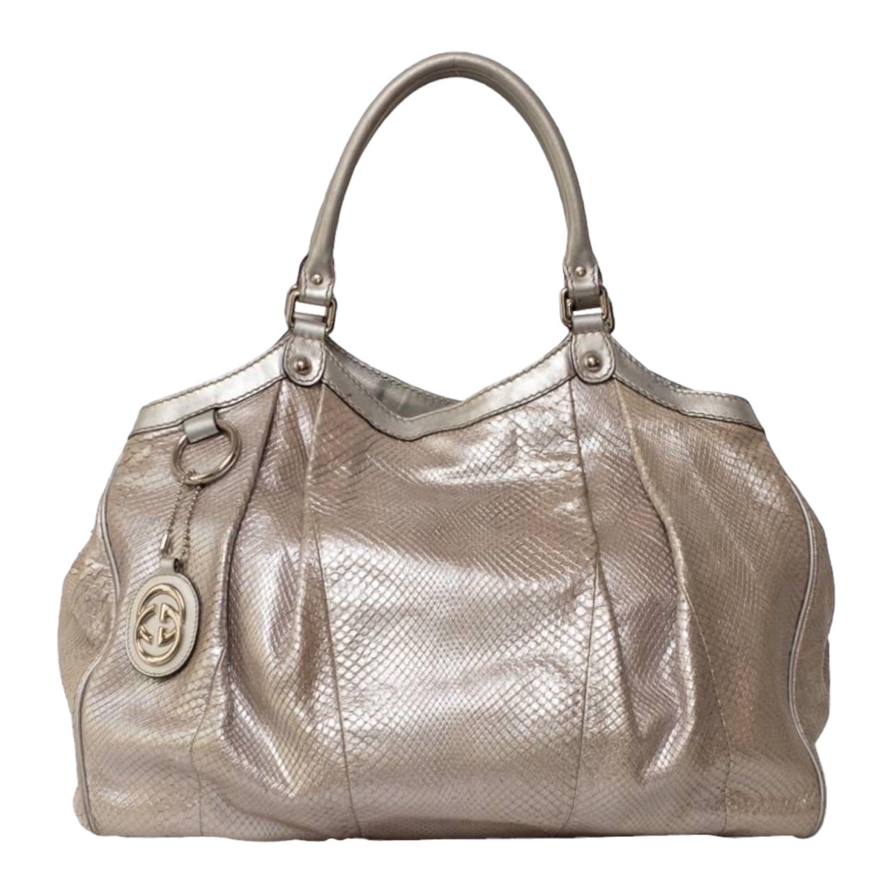Borsa a Mano Gucci Sukey GM Pitone Argento For Sale at 1stDibs