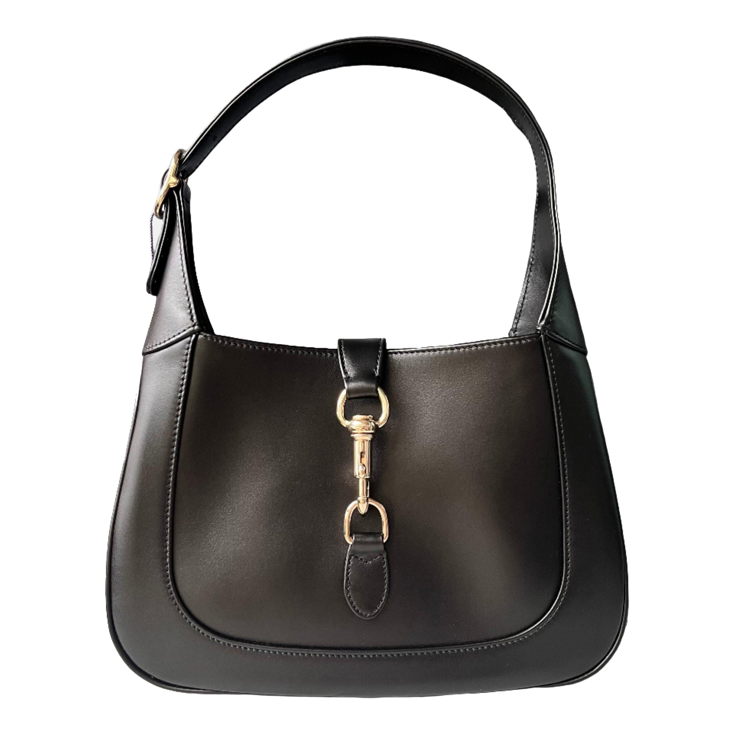 Gucci Jackie 1961 Small Black Leather Shoulder Bag Clasp S24 For Sale ...