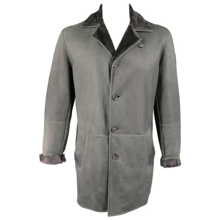 Men's SERAPHIN 40 Soft Black Spotted Shearling Fur Leather Coat at ...