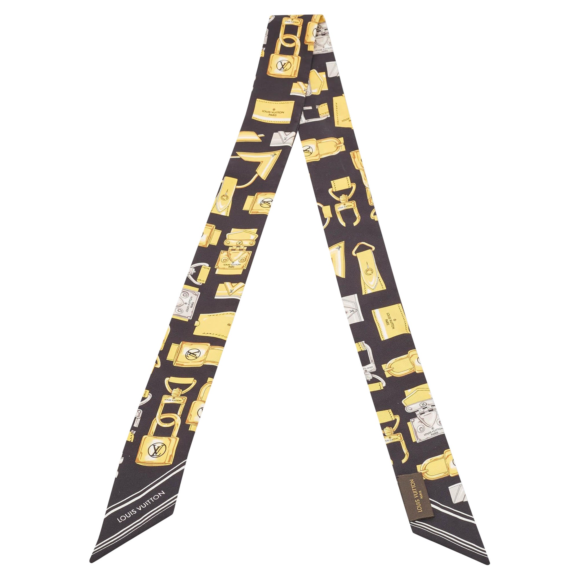 Louis Vuitton Black Full of Locks Silk Baby Bandeau Scarf For Sale at ...